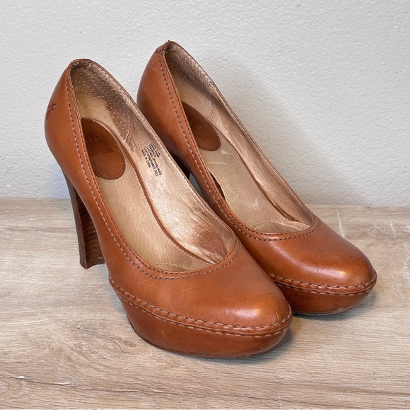 Frye | Shoes | Frye Anna Pump Cognac Leather Platform Size 85 | Poshmark
